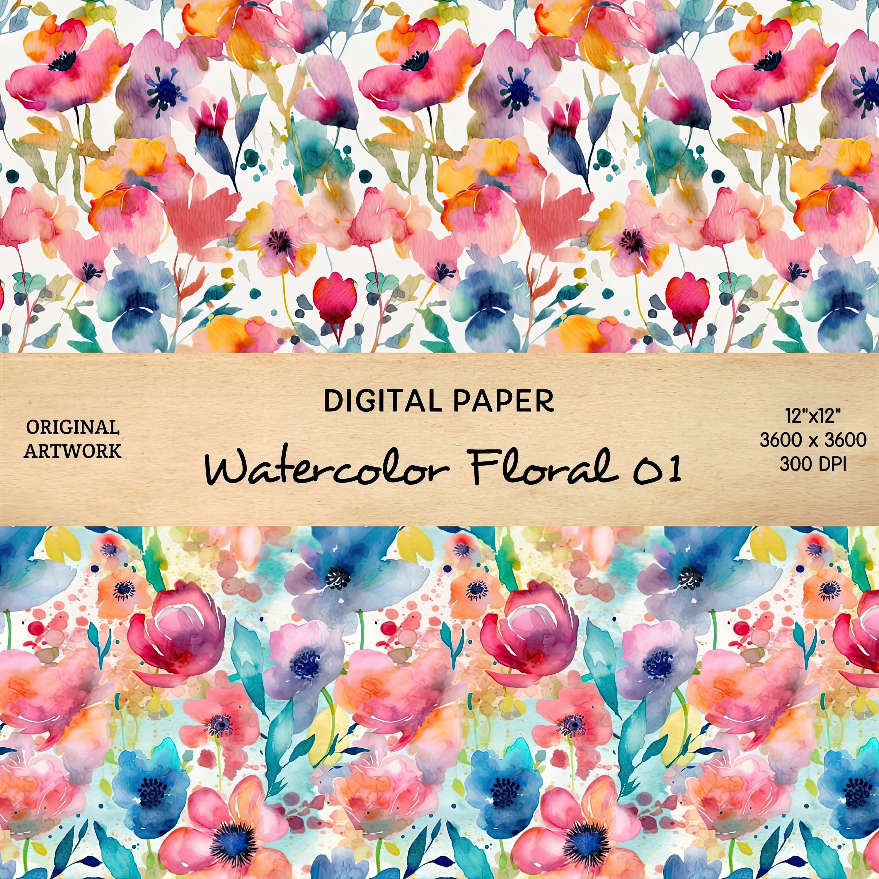 Watercolor Floral Digital Paper Flower Backgrounds - Etsy
