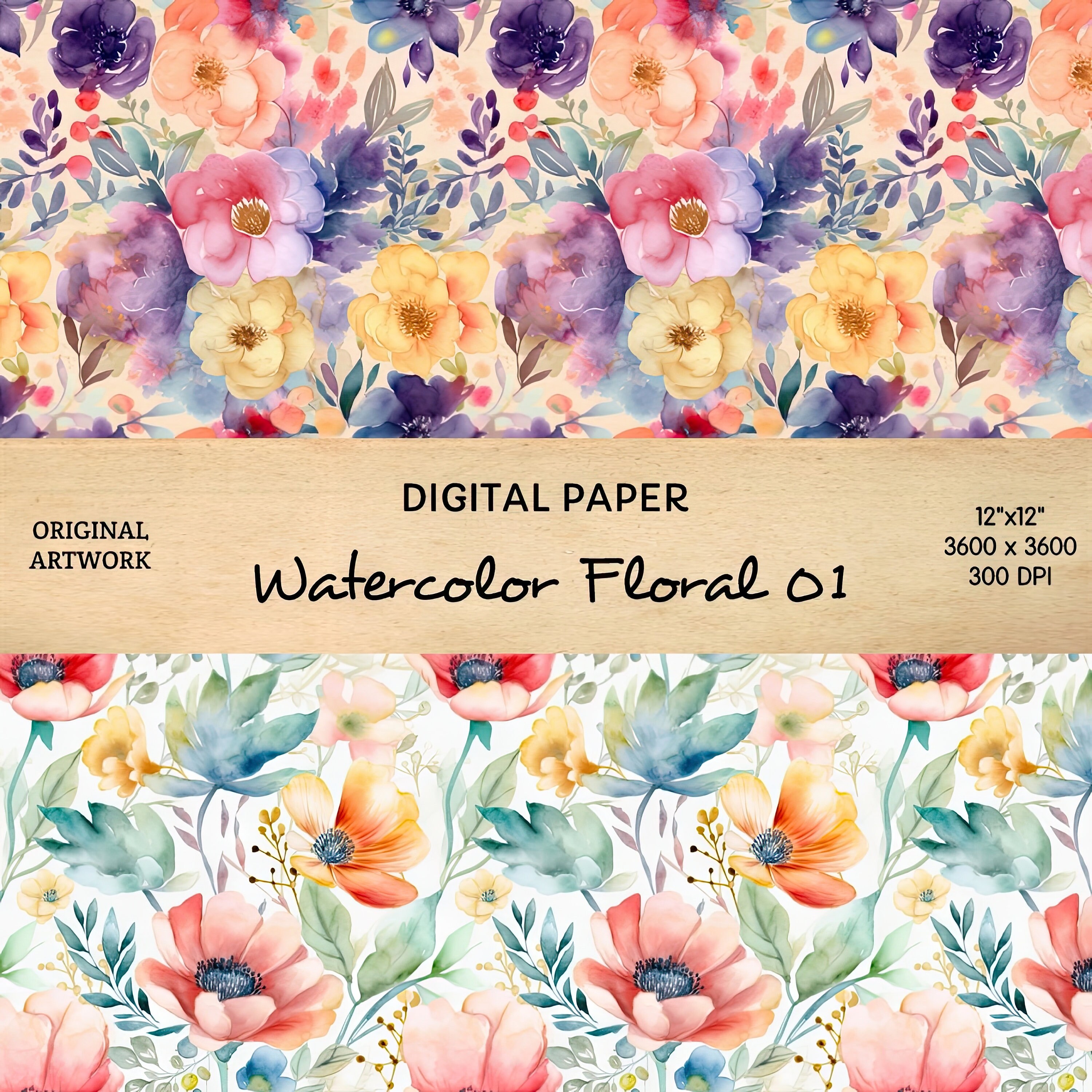 Watercolor Floral Digital Paper Flower Backgrounds - Etsy