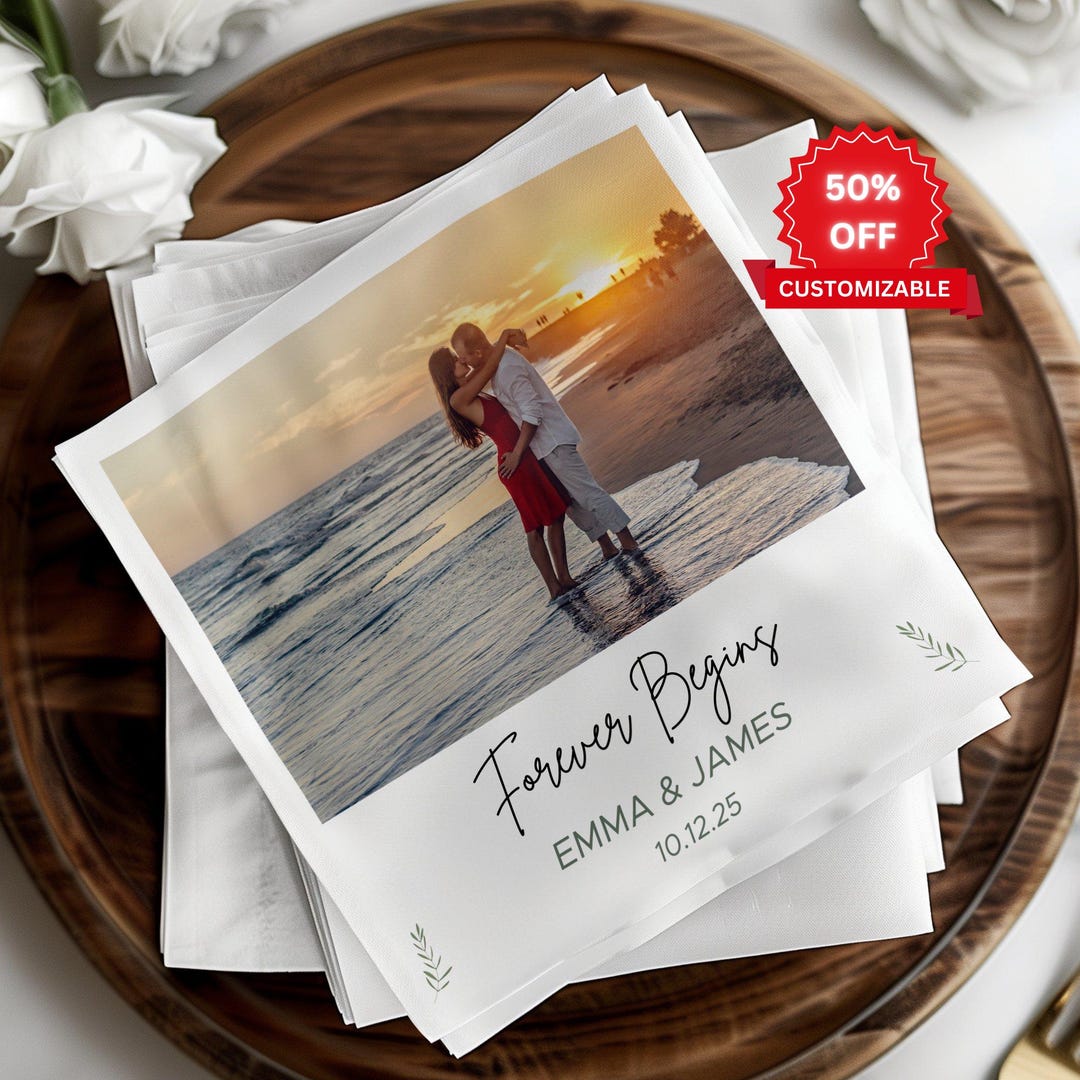 Custom Photo Napkins | Personalized Wedding Picture Napkins Engagement ...