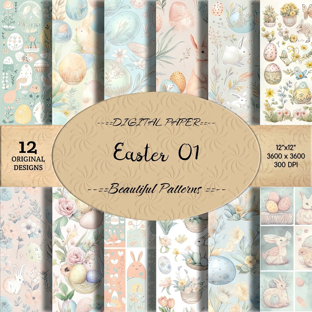 Easter Floral Digital Paper | Flower Backgrounds | Scrapbook Papers ...