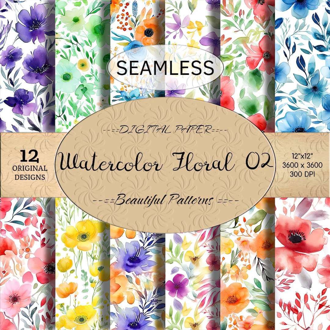 Watercolor Floral Digital Paper: Seamless Spring Flowers (digital ...