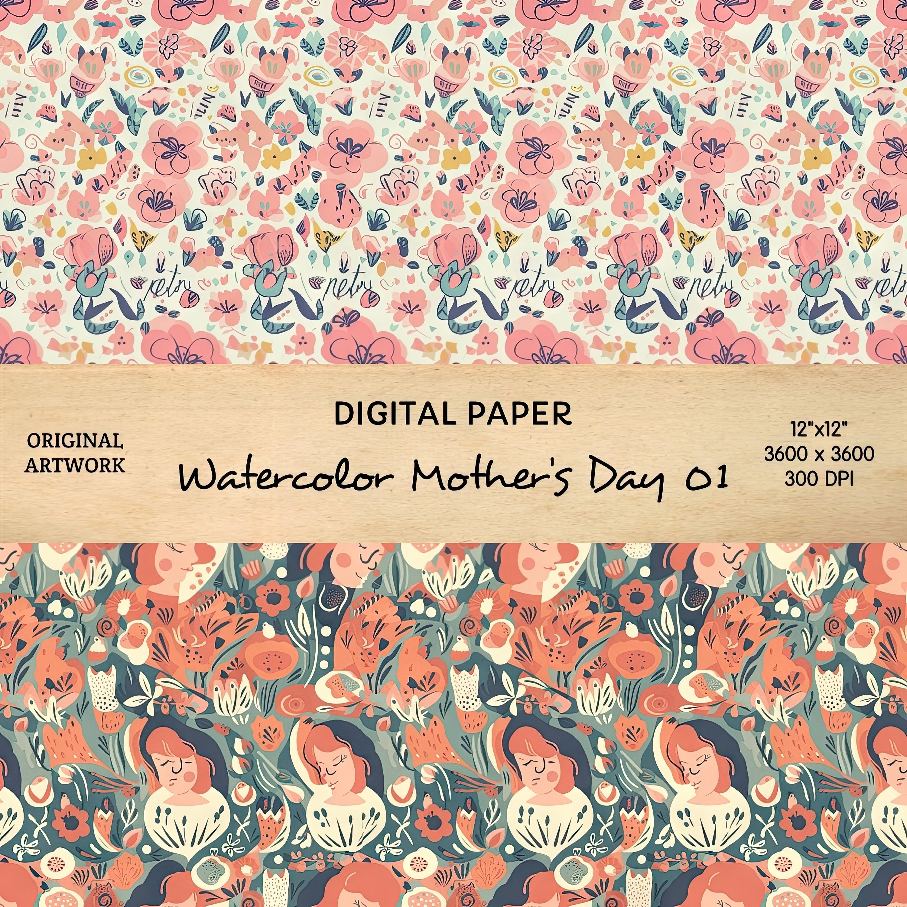 Mothers Day Digital Paper Digital Download Floral Pattern - Etsy