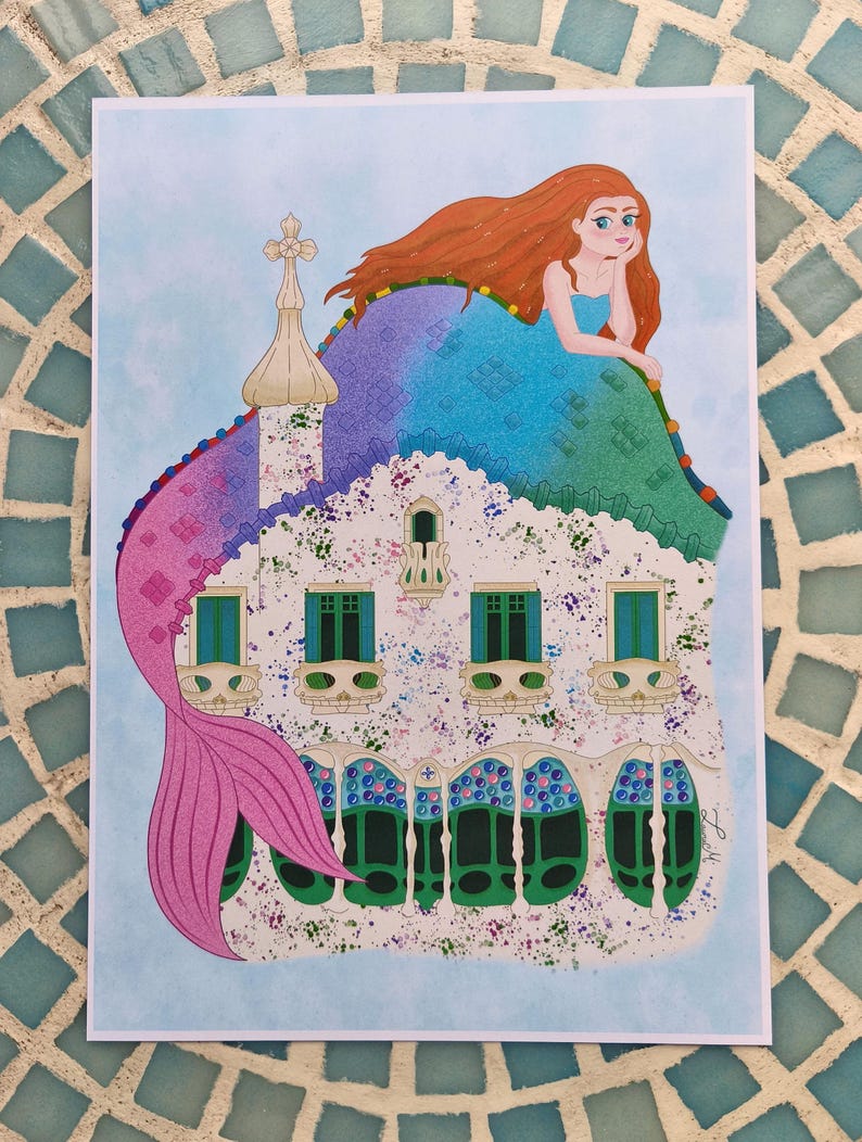 Casa Batllo Wall Art, Mermaid Illustration Print - Etsy