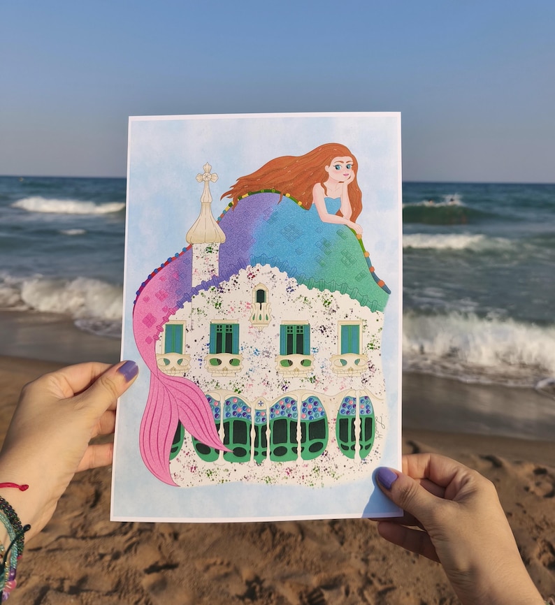 Casa Batllo Wall Art, Mermaid Illustration Print - Etsy