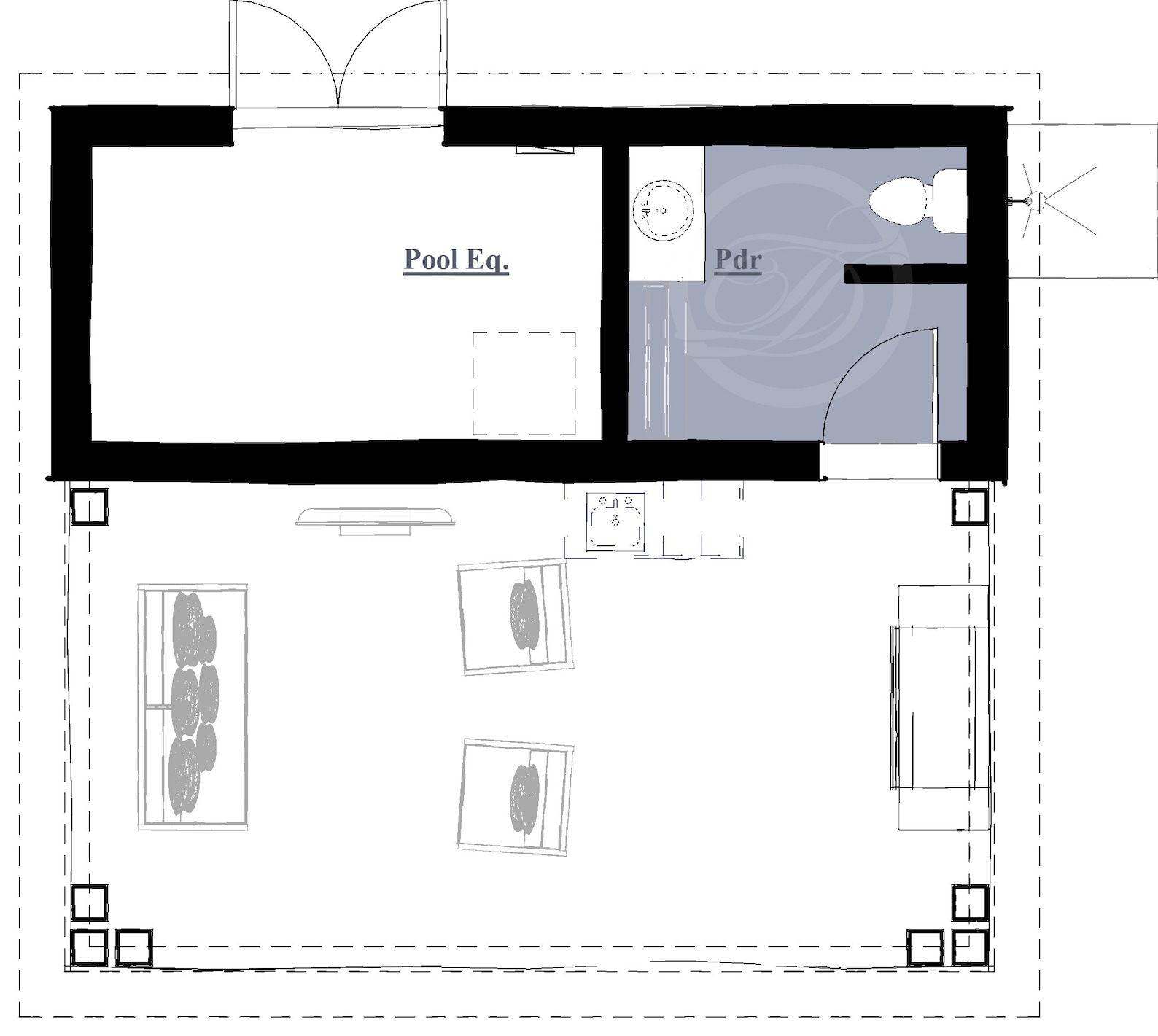 Traditional Pool House Plan, Aram Design, 528 Sq Ft (PDF) - Etsy