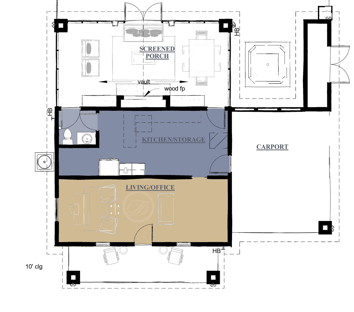 Lake House pool House Plan, Jerash Design, 616 Heated Sq. Ft., 5 Bath ...
