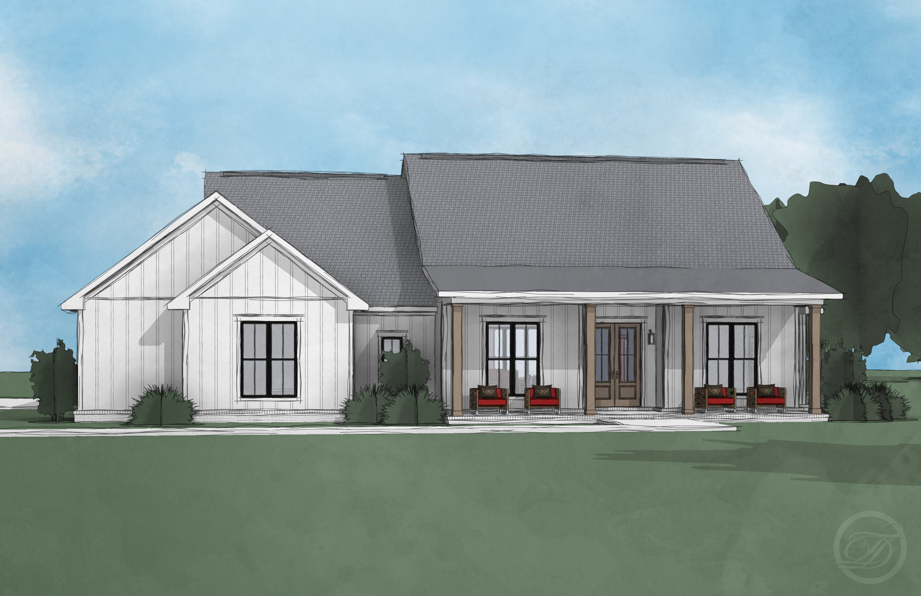 Farmhouse House Plan, Laban Design, 2195 Heated Sq. Ft., 4 Bedroom, 2.5 ...