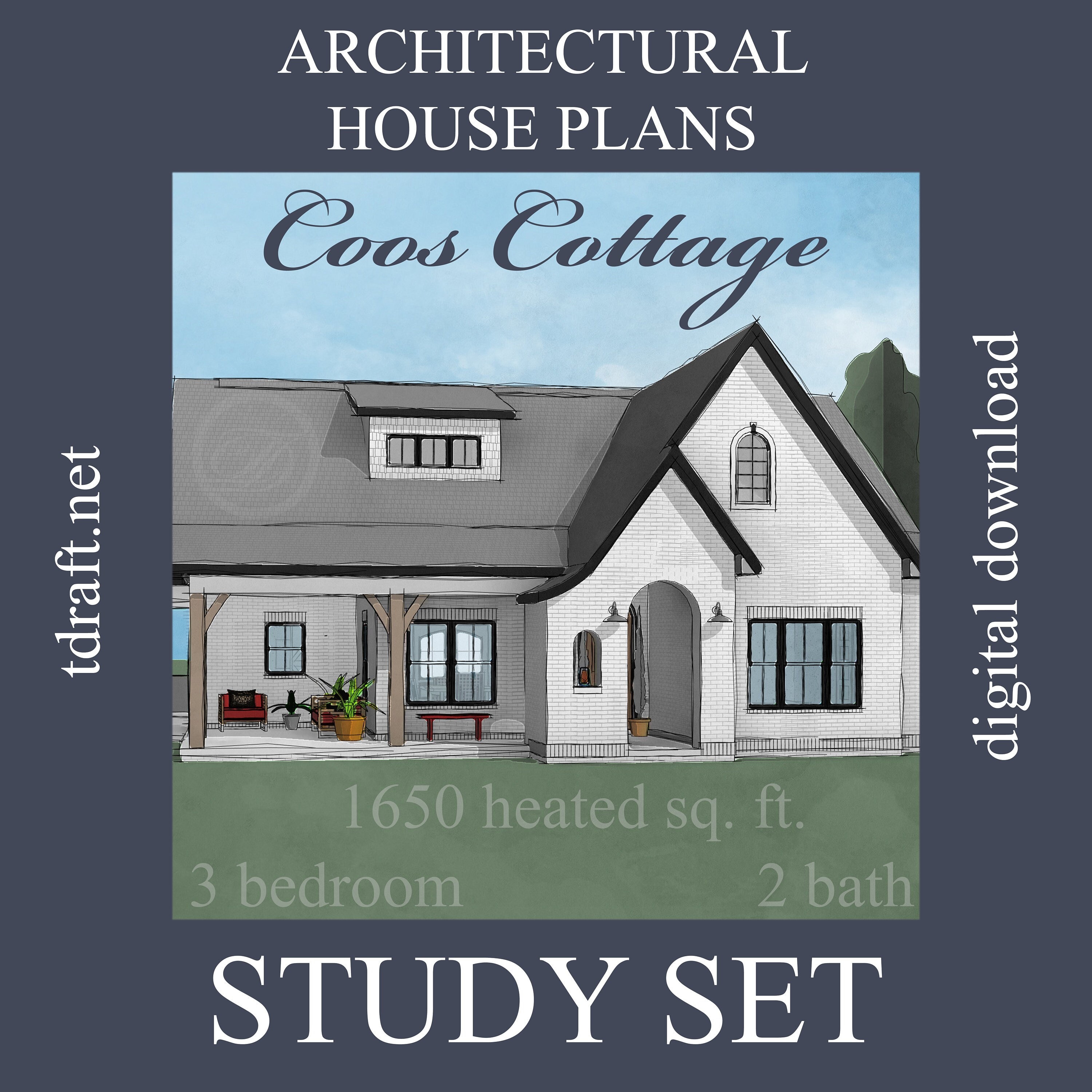 Cottage House Plan, Coos Design, 1650 Heated Sq. Ft., 3 Bedroom, 2 Bath ... Cottage House Plan, Coos Design, 1650 Heated Sq. Ft., 3 Bedroom, 2 Bath ...