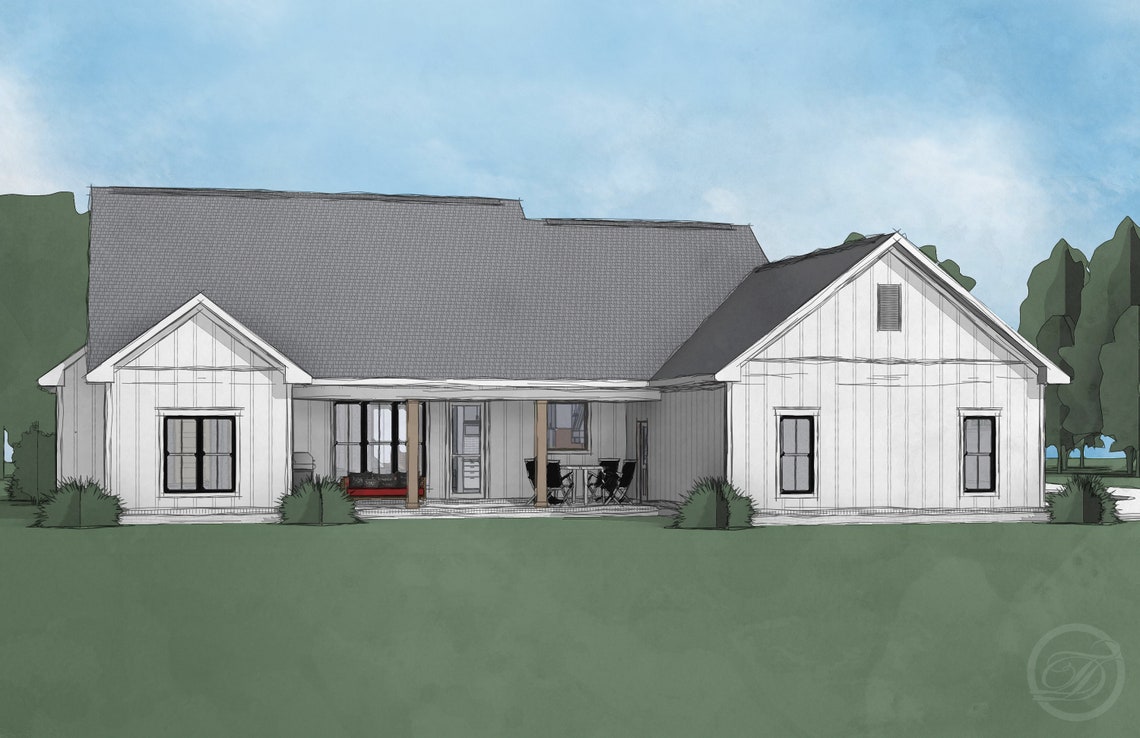 Farmhouse House Plan, Laban Design, 2195 Heated Sq. Ft., 4 Bedroom, 2.5 ...