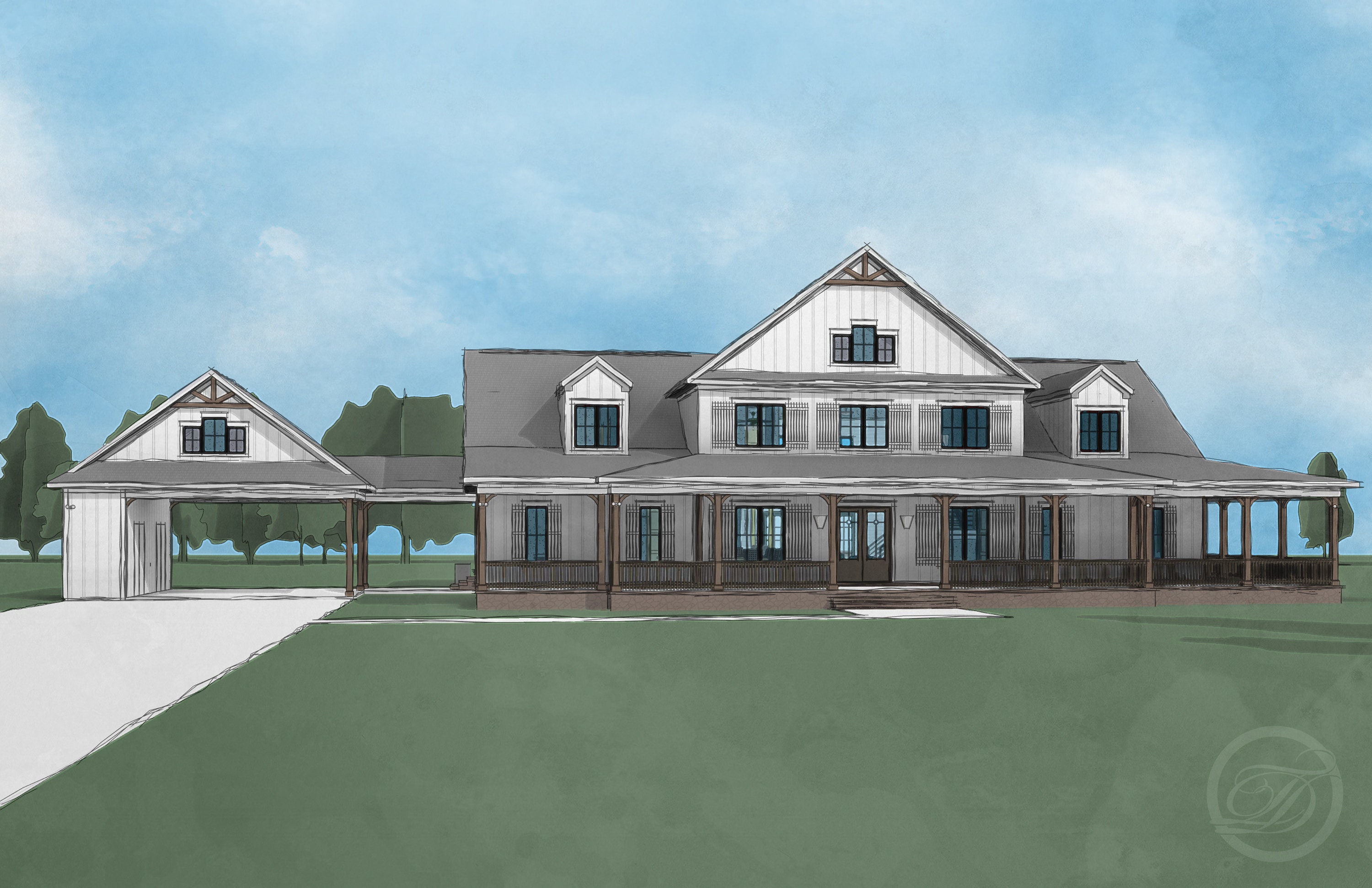 Farmhouse House Plan, Rinnah Design, 5 Bed, 5113 Sq Ft (PDF) - Etsy