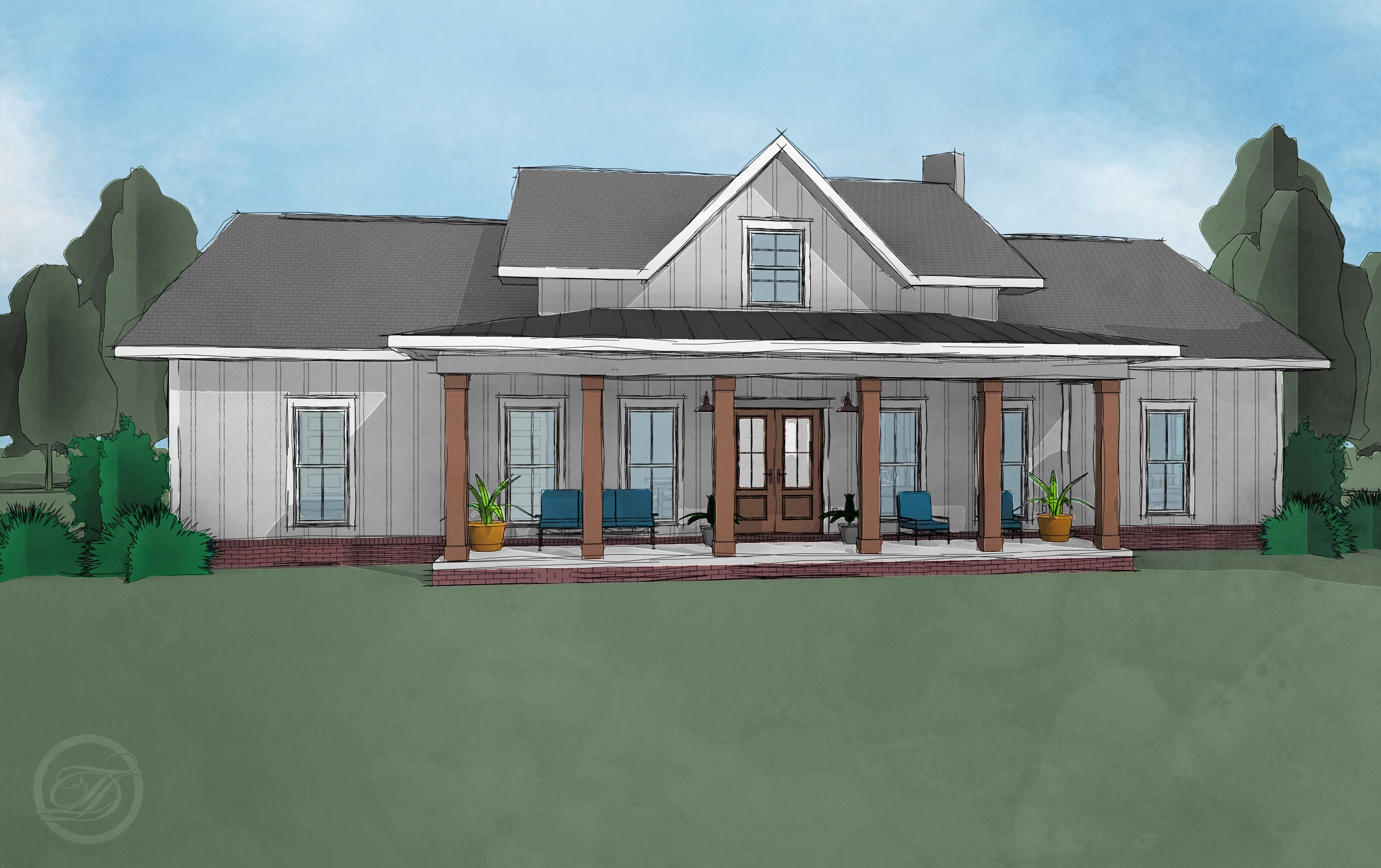 Farmhouse House Plan, Haran Design, 2237 Heated Sq. Ft., 4 Bedroom, 2 ...