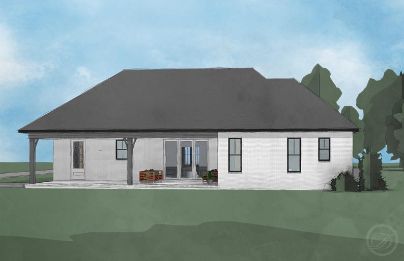 French Country House Plan, St. Marie Design, 3 Bedroom (PDF) - Etsy