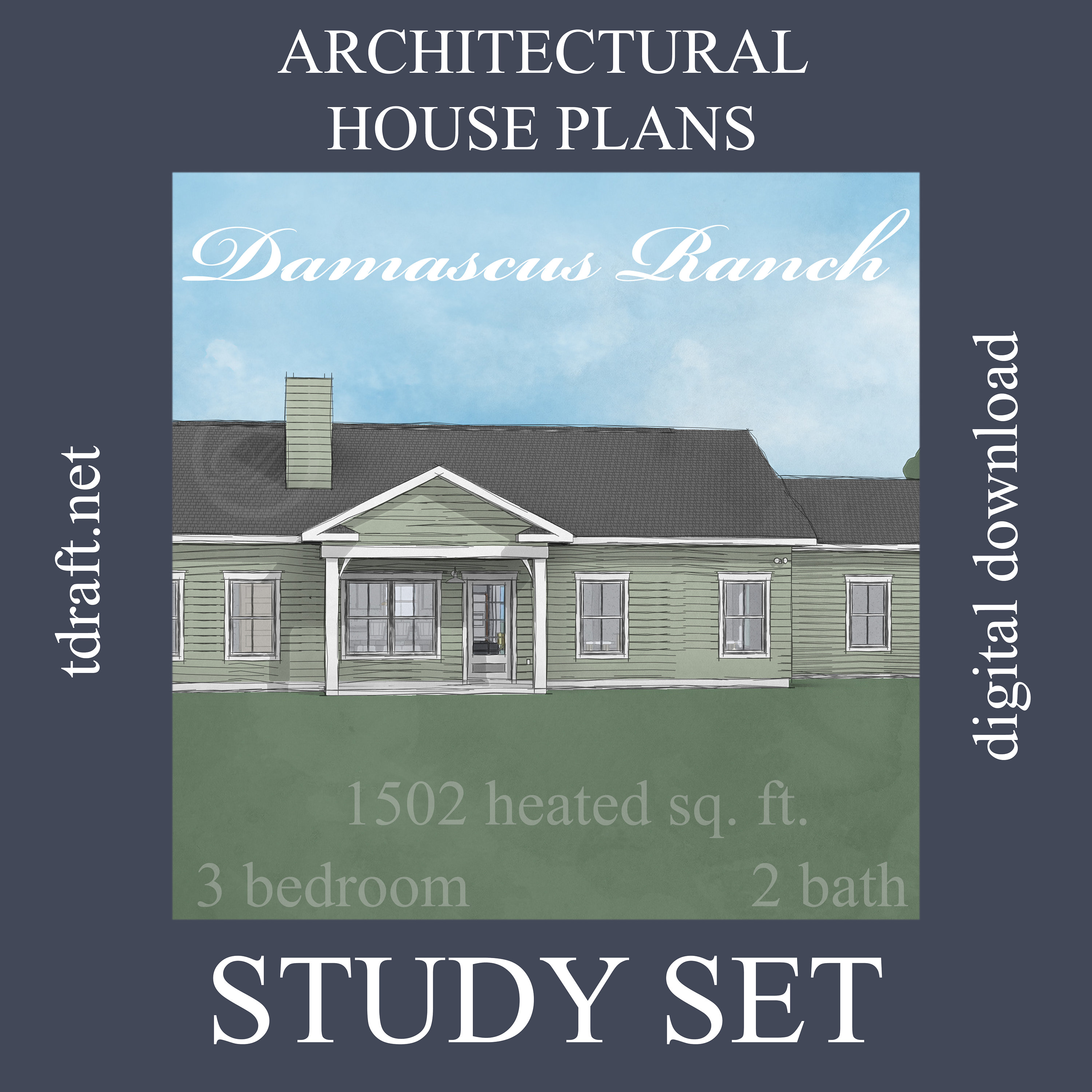 Traditional House Plan, Damascus Design, 1502 Heated Sq. Ft., 3 Bedroom ...
