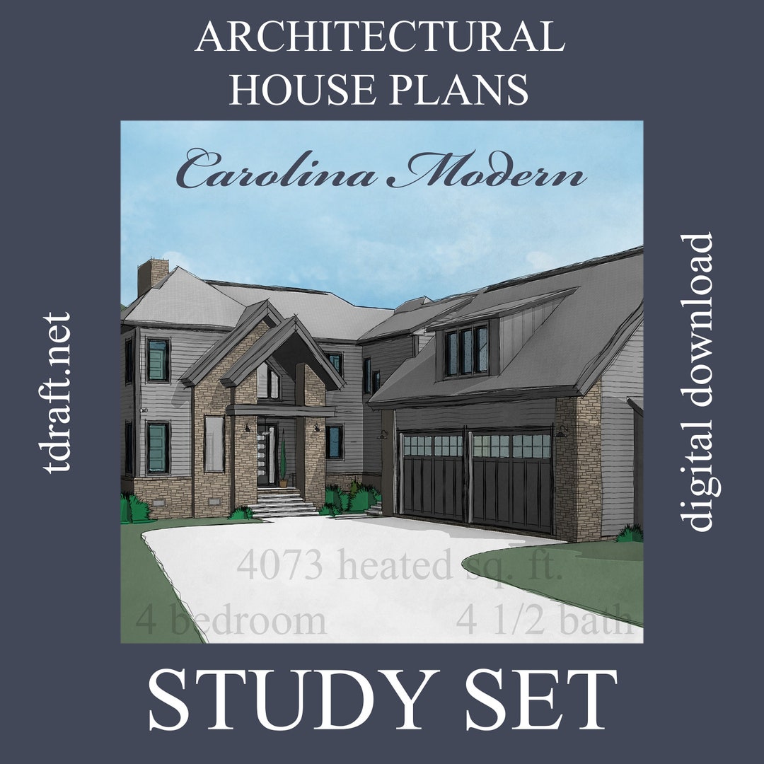 Modern House Plan, Carolina Design, 4073 Heated Sq. Ft., 4 Bedroom, 5 ...