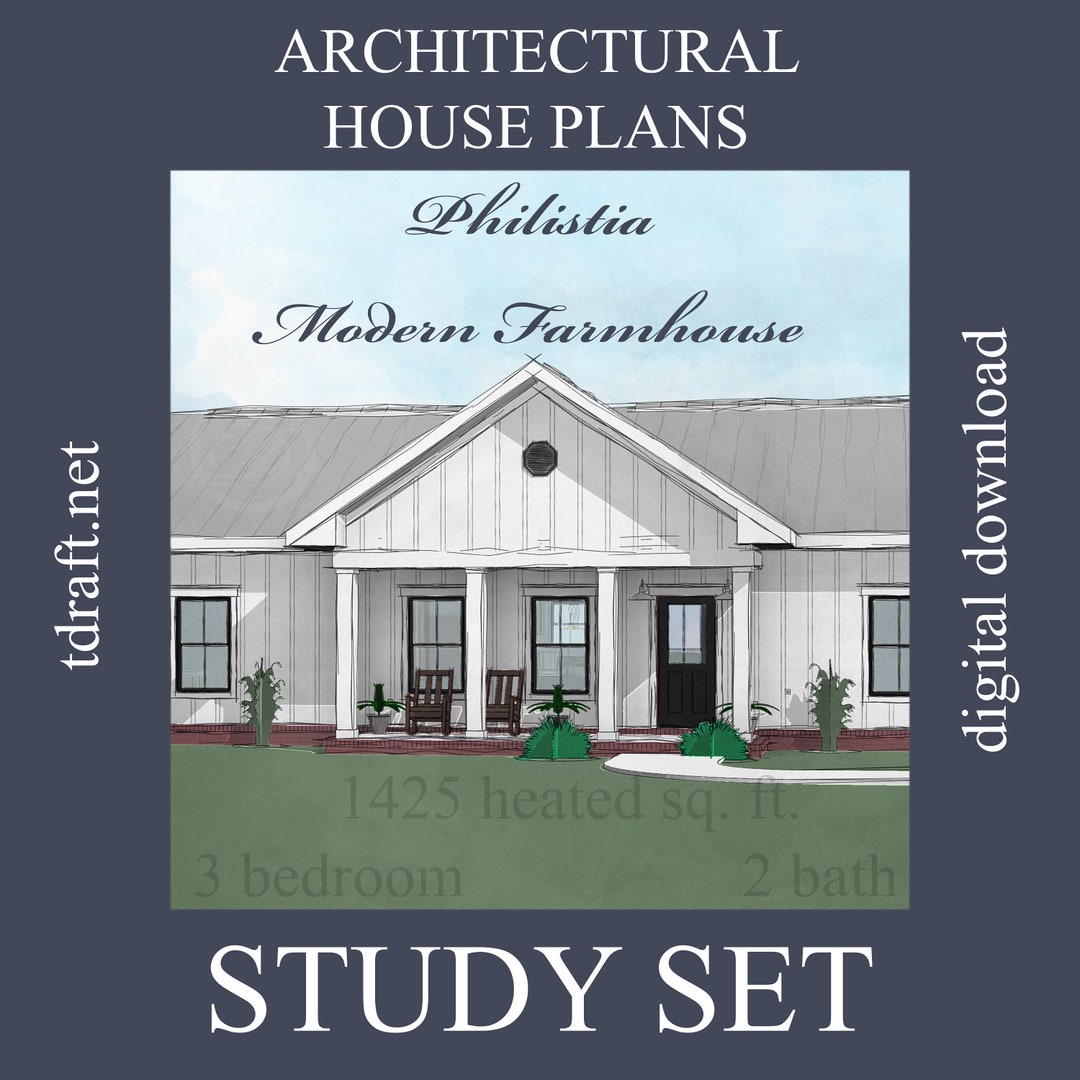 Farmhouse House Plan, Philistia Design, 1425 Heated Sq. Ft., 3 Bedroom ...