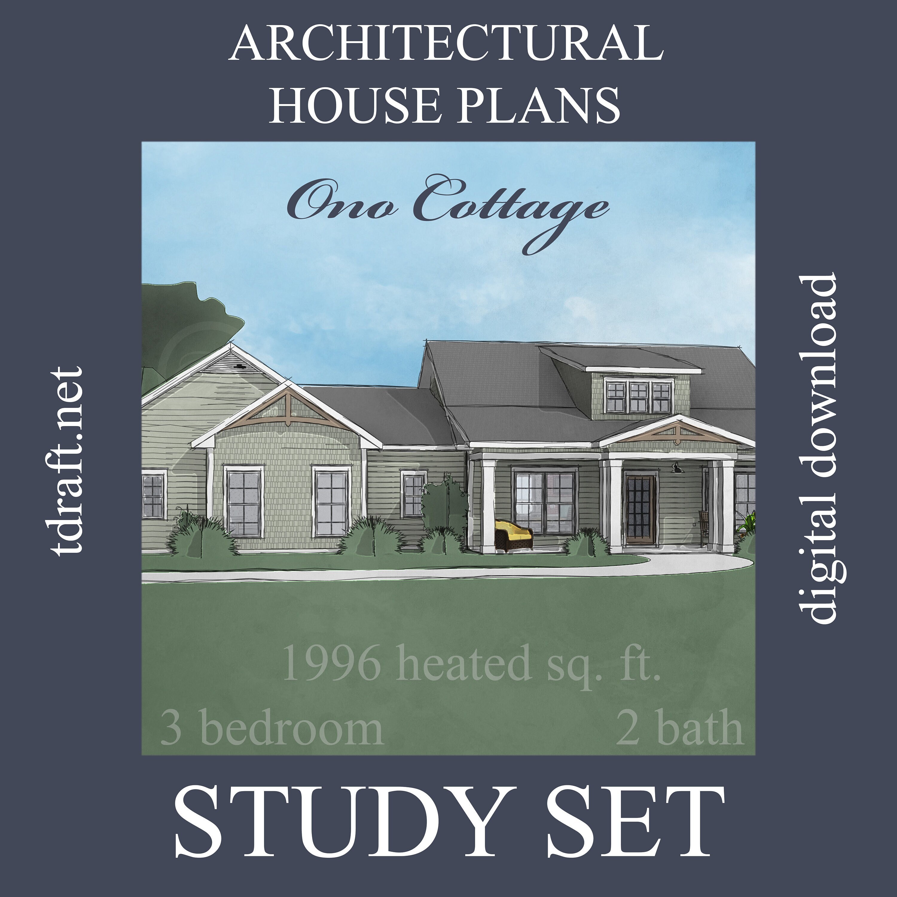 Cottage Farmhouse House Plan, Ono Design, 1996 Heated Sq. Ft., 3 ...