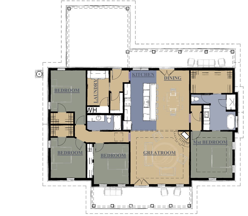 Farmhouse House Plan, Haran Design, 2237 Heated Sq. Ft., 4 Bedroom, 2 ...