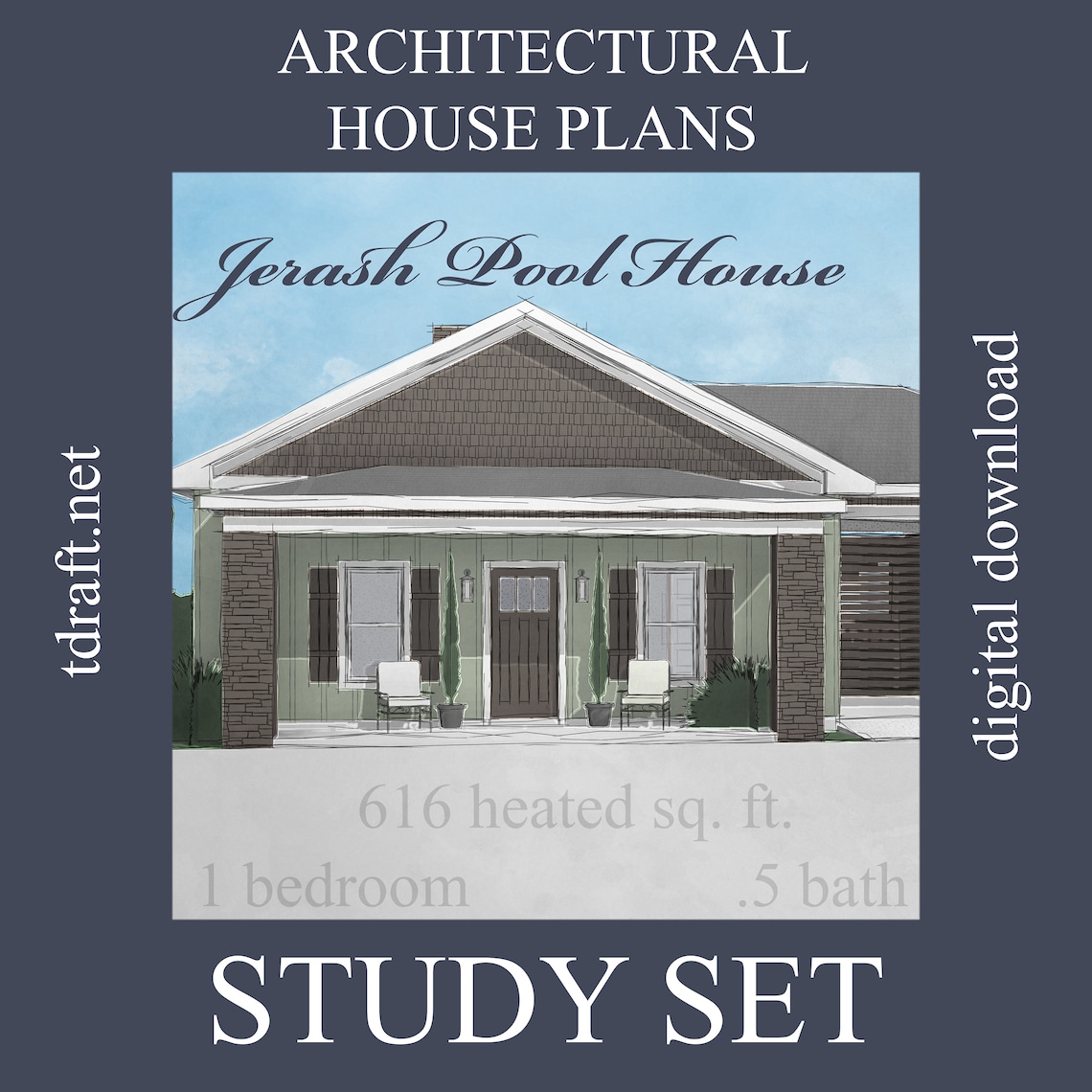 Lake House pool House Plan, Jerash Design, 616 Heated Sq. Ft., 5 Bath ...