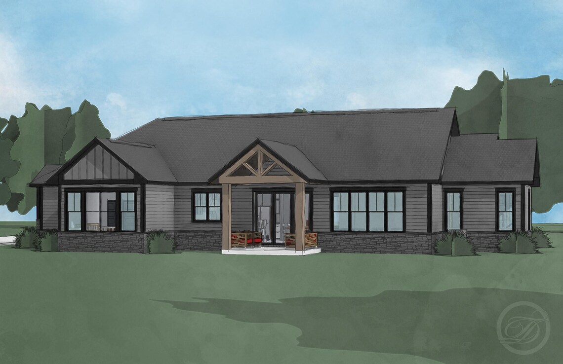 Modern Farmhouse House Plan, 3 Bed 2.5 Bath (PDF) - Etsy