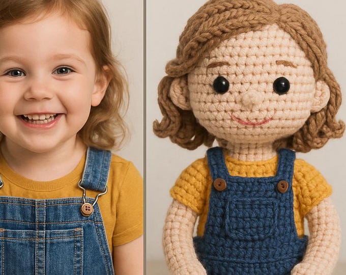 Custom Look Alike Crochet Doll, Personalized Mini Me Doll, Handmade ...