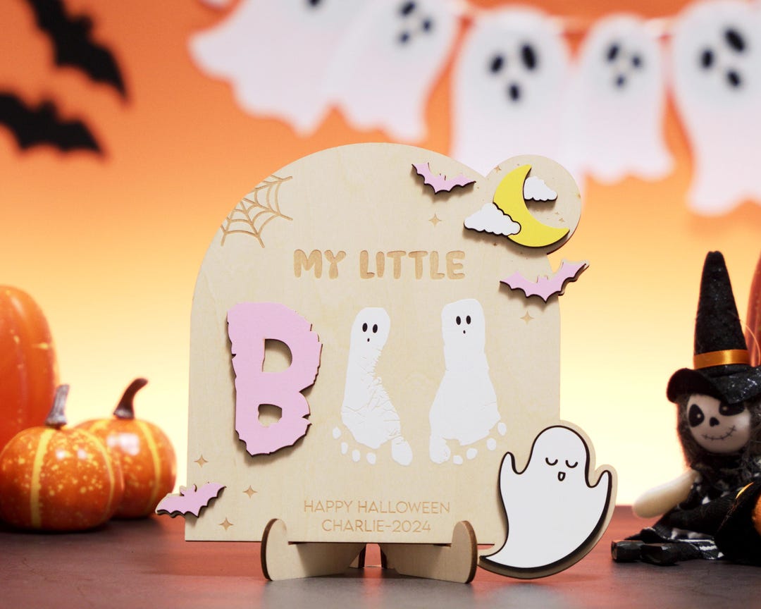 Personalized My Little Boo Sign DIY Halloween Footprint Art First ...