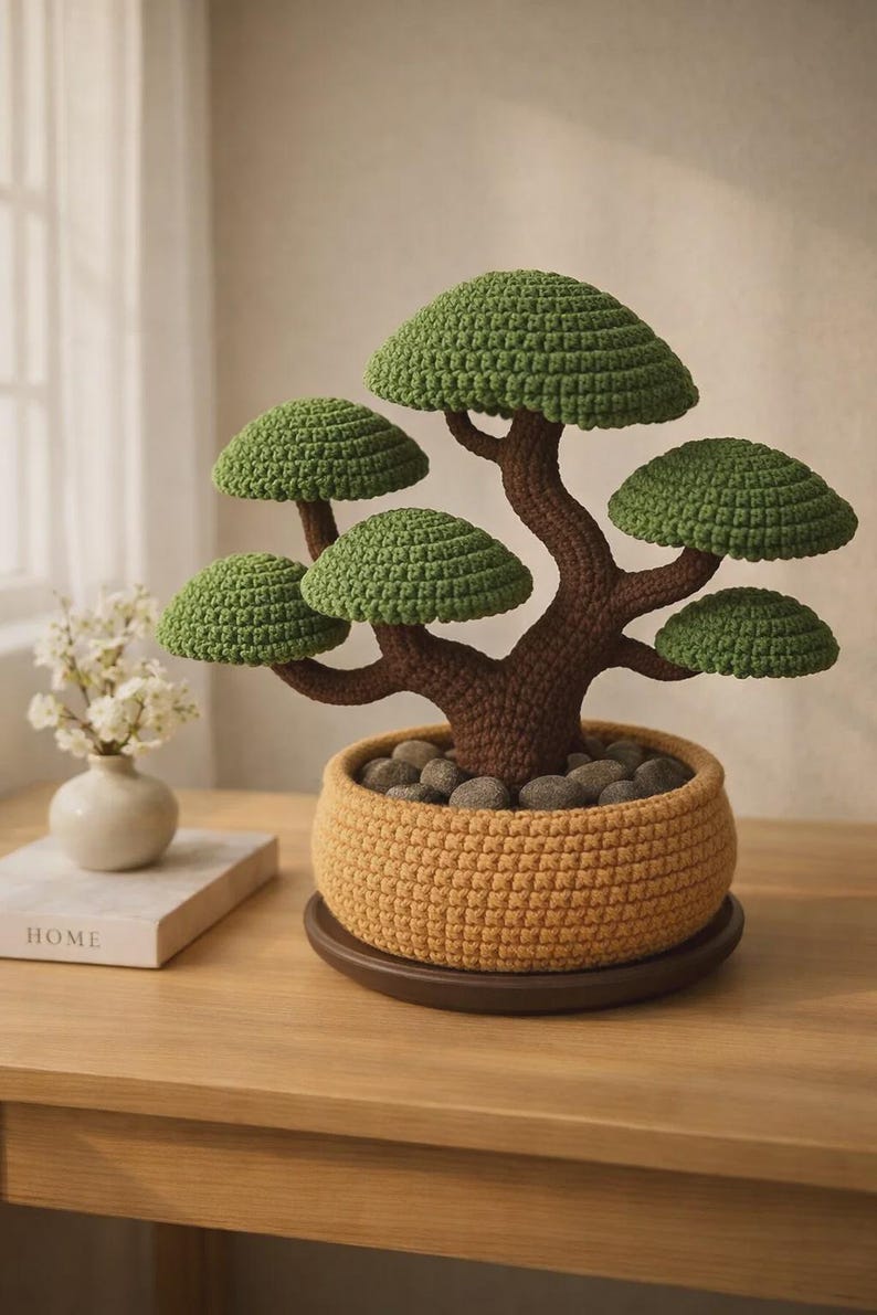 Handmade Crochet Bonsai Tree Decor, Amigurumi Zen Plant, Japanese Desk ...