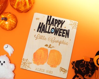 SALE DIY Halloween 2024 Footprint Art Baby Sign Custom Babys First ...