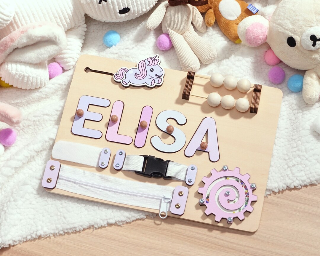 Wooden Name Puzzle Busy Board, Montessori Sensory Toy - Etsy