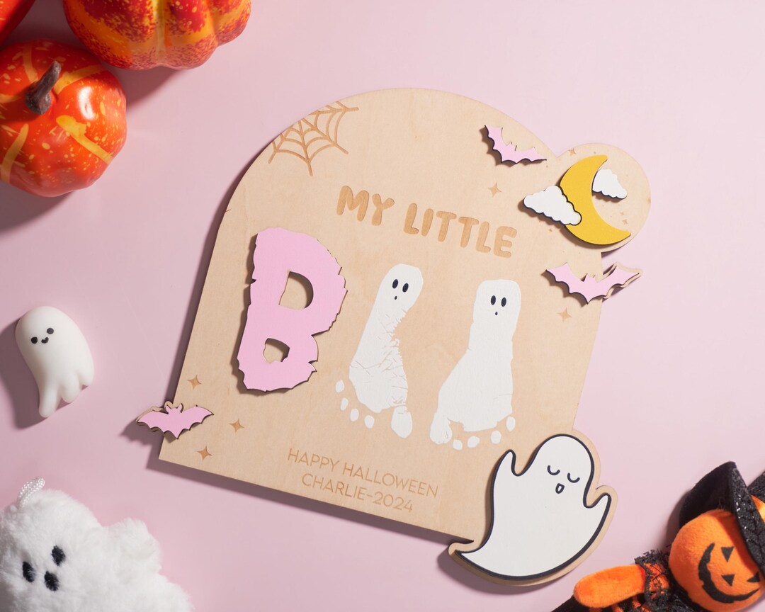 SALE 55% Custom DIY Halloween Footprint Art My Little Boo Sign First ...