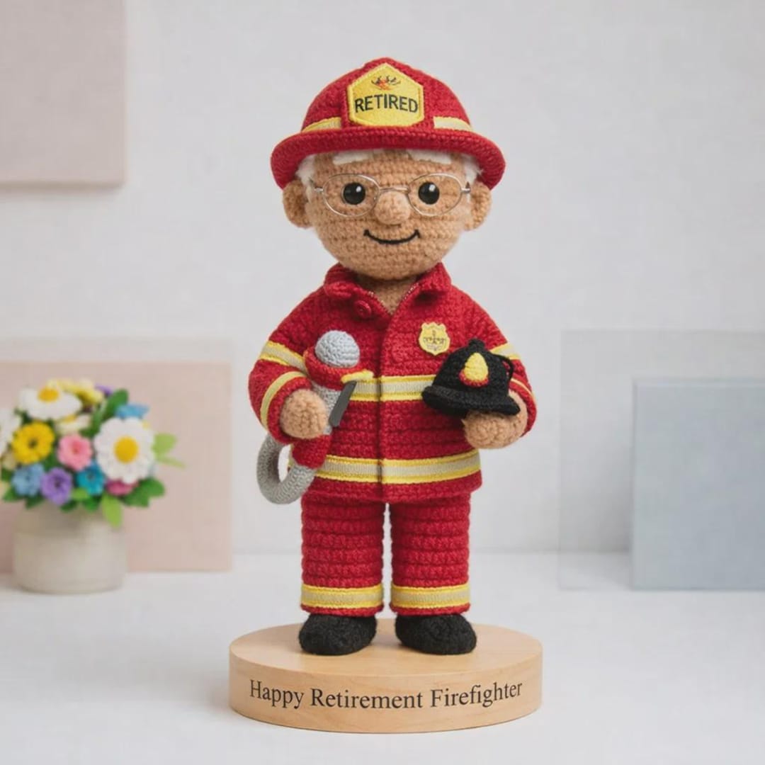 Personalized Firefighter Retirement Crochet Doll – Custom Fireman ...
