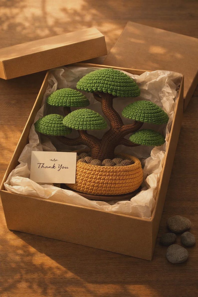 Handmade Crochet Bonsai Tree Decor, Amigurumi Zen Plant, Japanese Desk ...