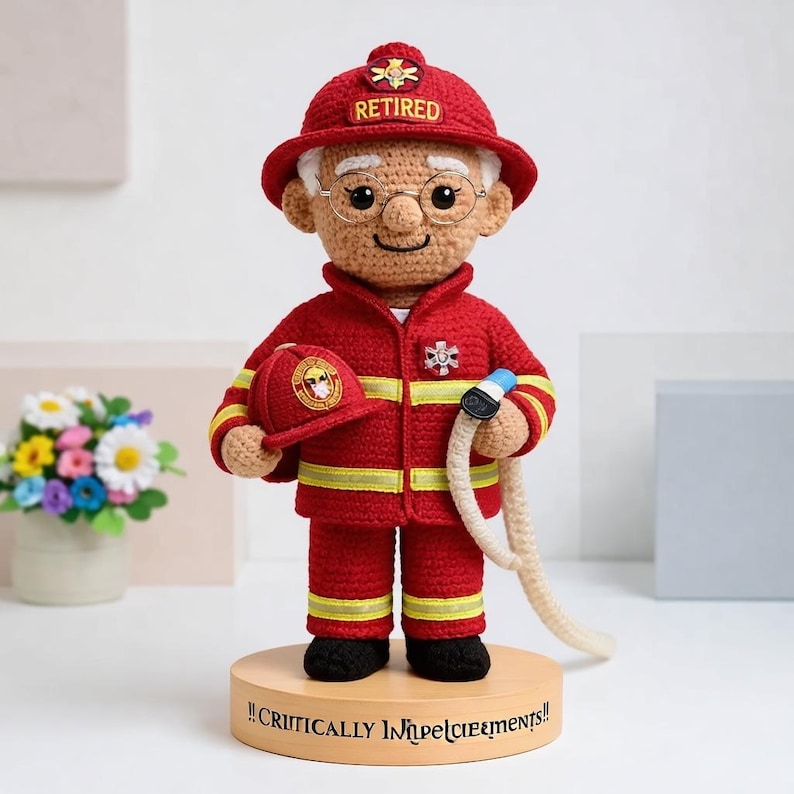 Personalized Firefighter Retirement Crochet Doll – Custom Fireman ...