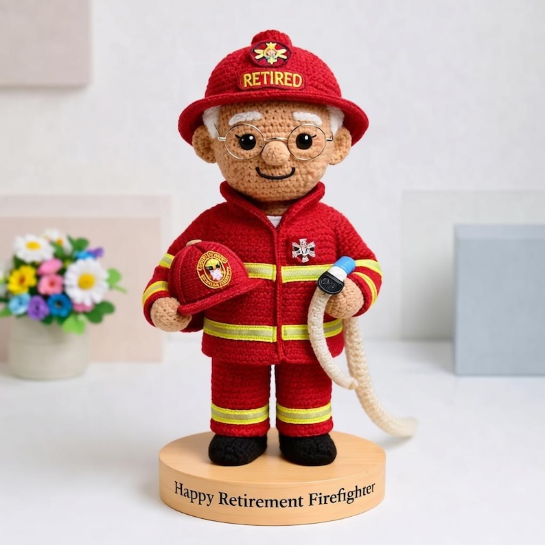 Personalized Firefighter Retirement Crochet Doll – Custom Fireman ...