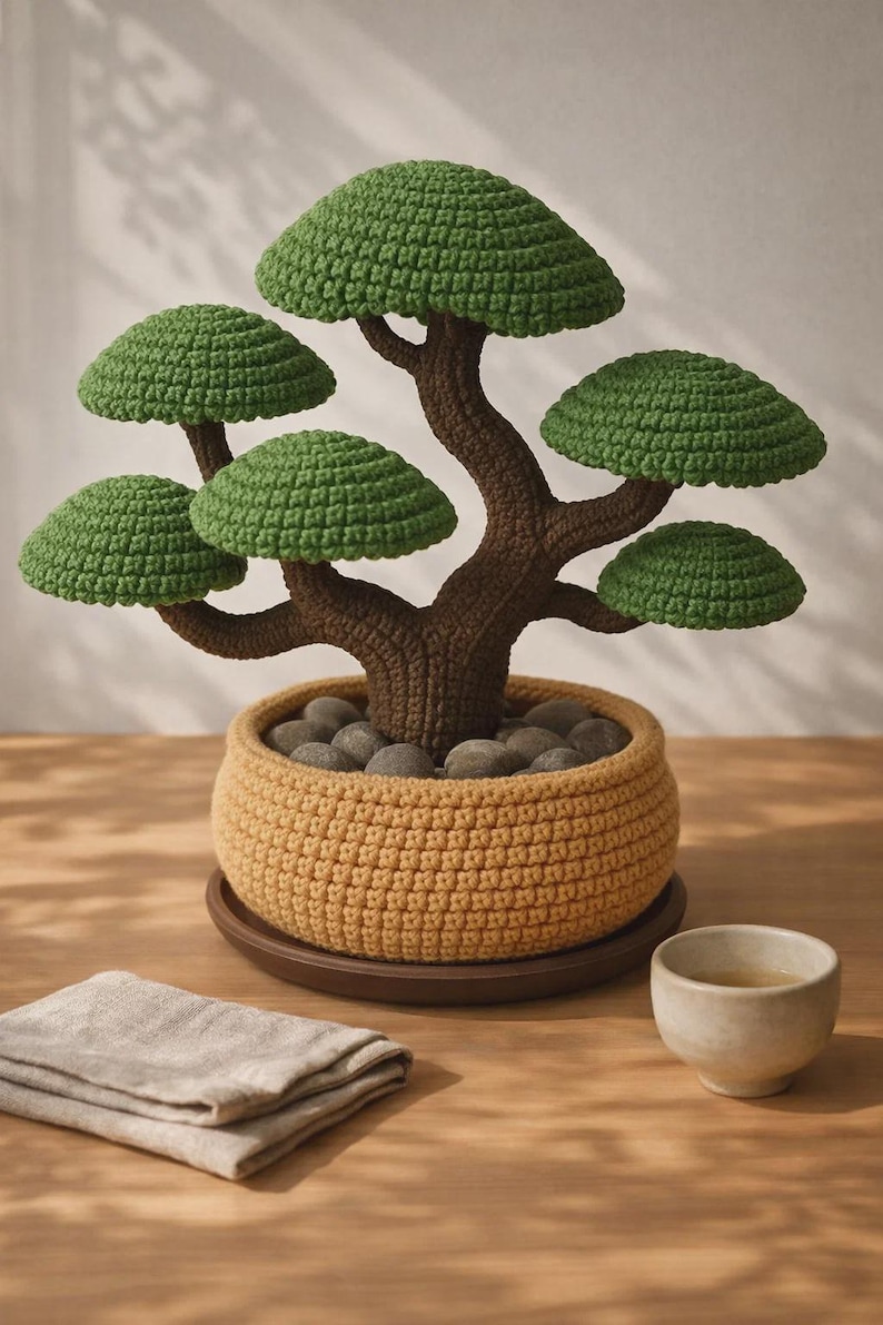 Handmade Crochet Bonsai Tree Decor, Amigurumi Zen Plant, Japanese Desk ...