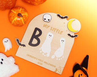 SALE DIY Halloween 2024 Footprint Art Baby Sign Custom Babys First ...