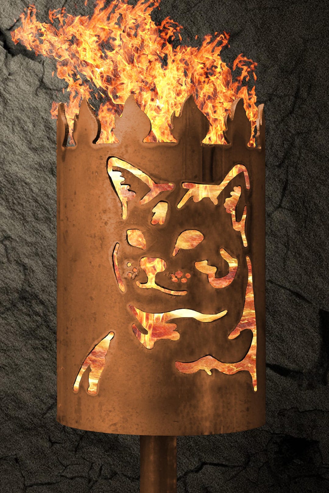 Garden Torch for Cat Lovers Made of Durable, Weather-resistant Corten ...