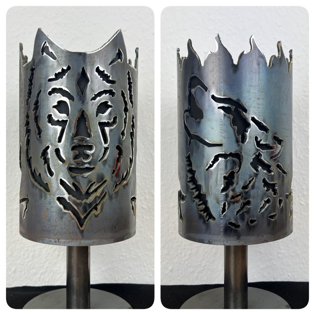 Garden Torch Wolf_1 With a Howling Wolf, a Steel Fire Torch. Custom ...