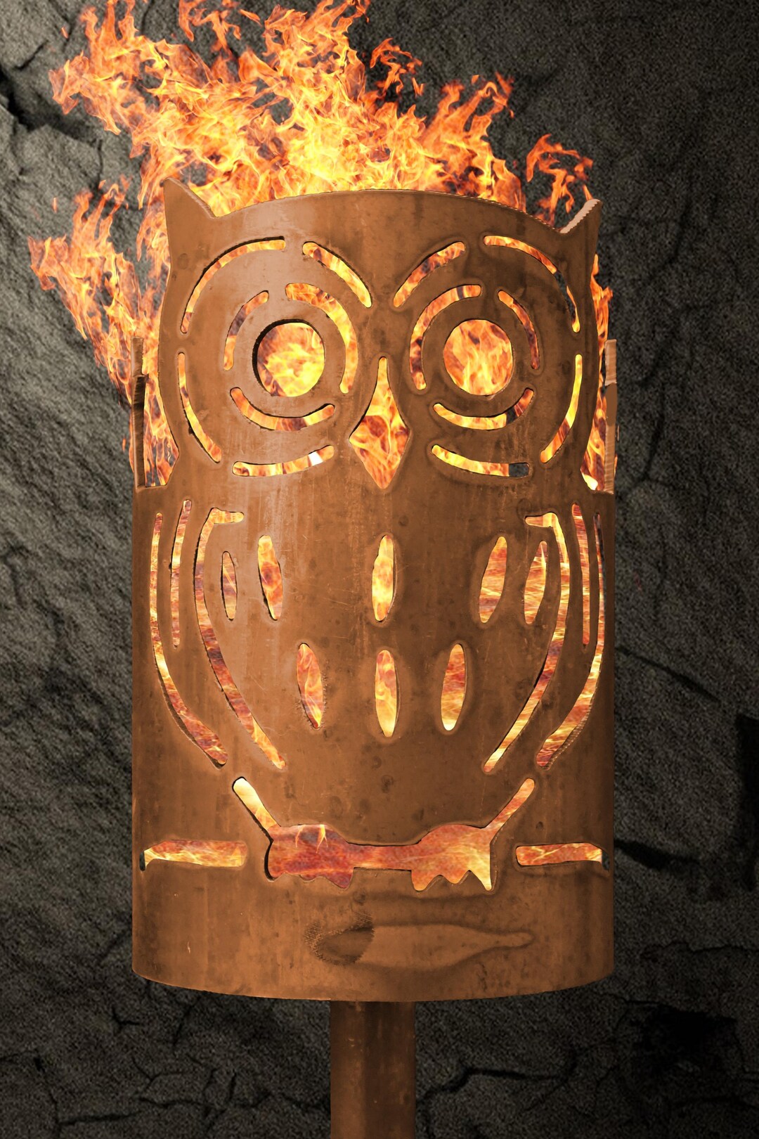 Garden Torch Owl With Stars, a Fire Torch Made of Steel. Custom Designs ...