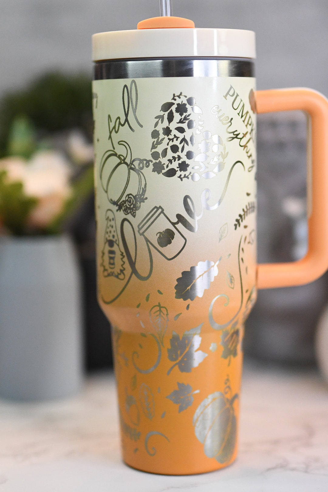 Stanley 40/30 Oz Quencher Pumpkin Spice Season/fall 360 Laser Engraving ...