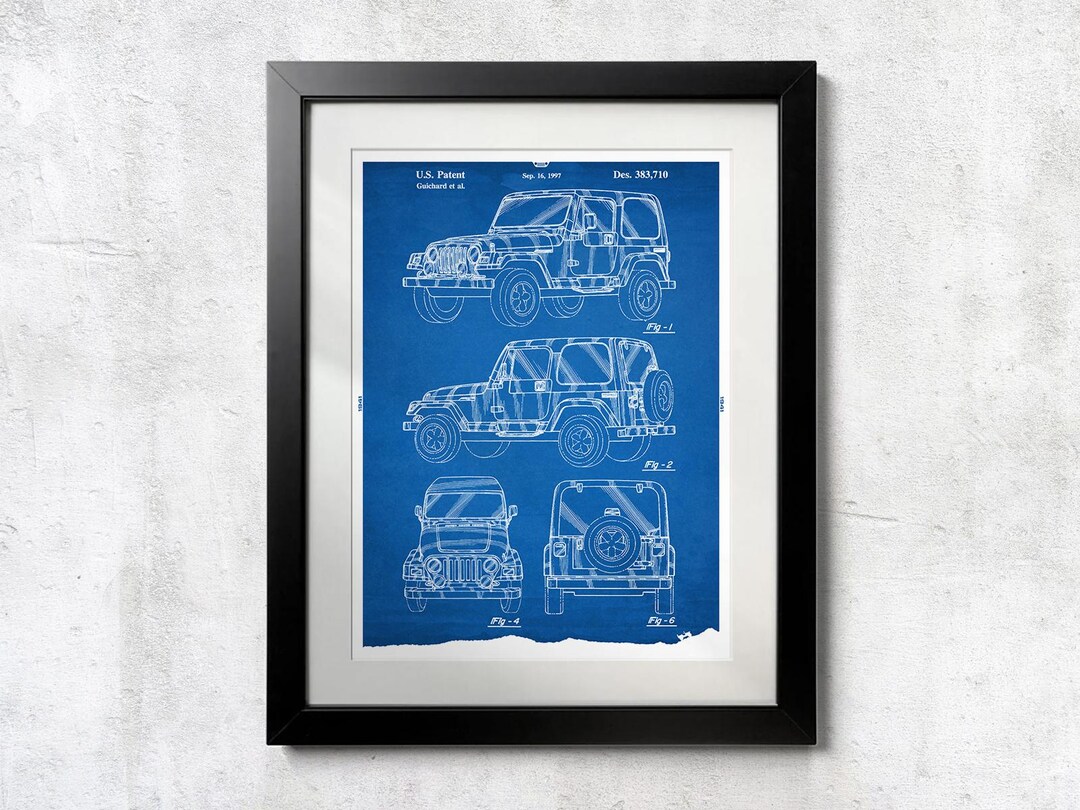 TJ Jeep Patent Drawings - Unframed Wall Print - Etsy