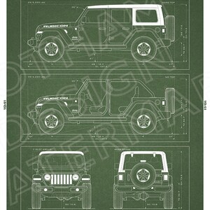 JLU Wrangler Jeep Blueprint - Unframed Wall Print - Etsy