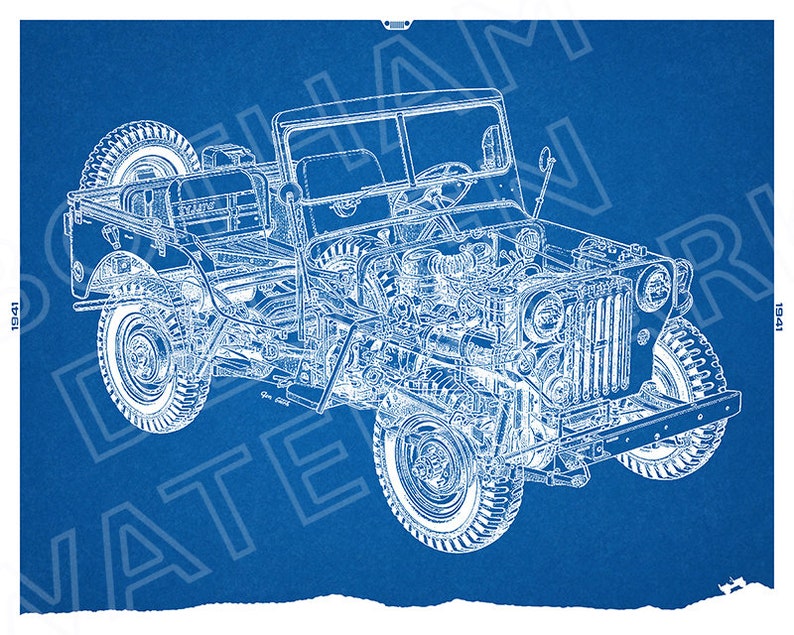 CJ-3B Jeep Cutaway Drawing - Unframed Wall Print - Etsy