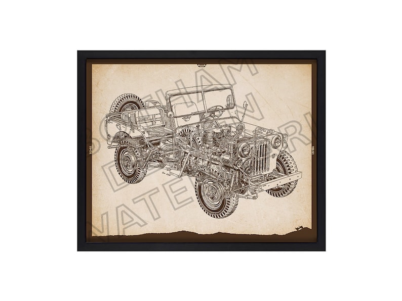 CJ-3B Jeep Cutaway Drawing - Unframed Wall Print - Etsy