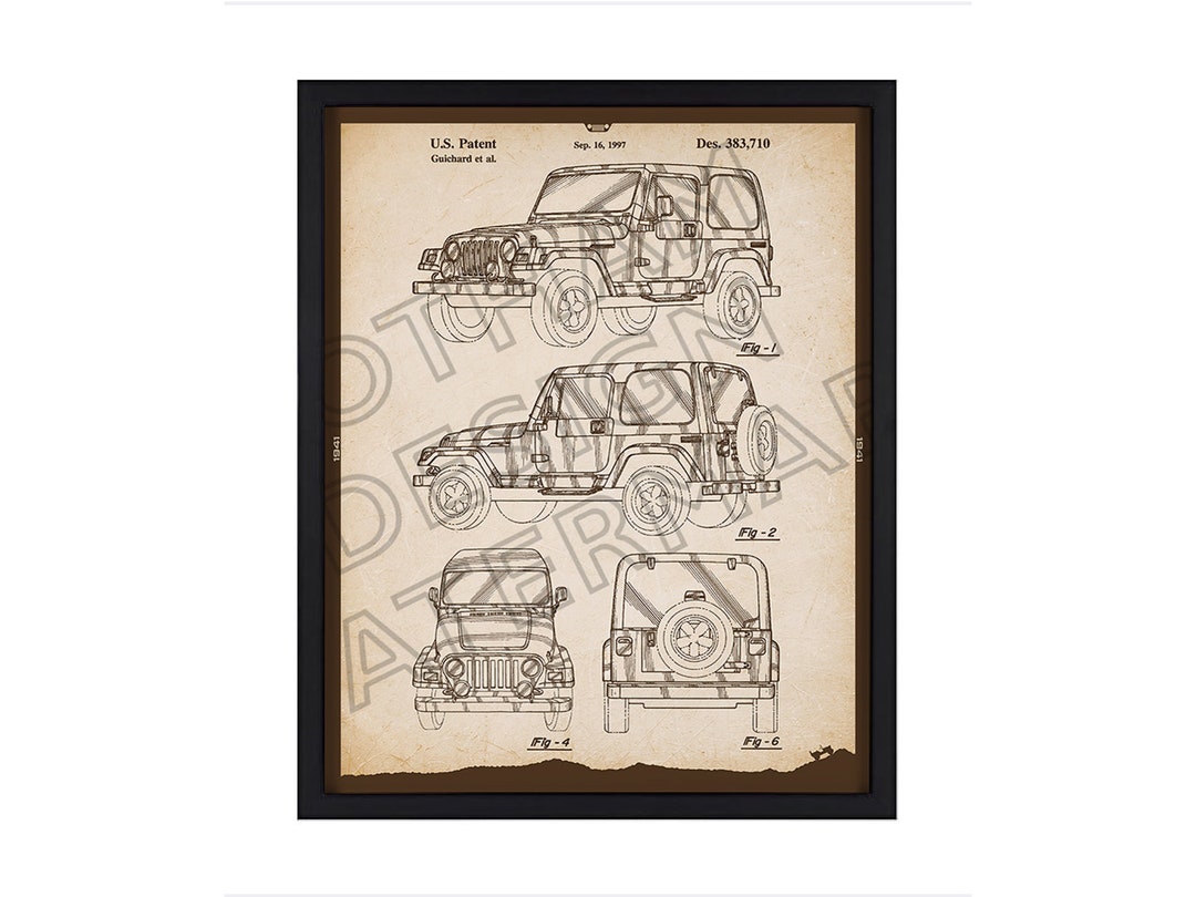 TJ Jeep Patent Drawings - Unframed Wall Print - Etsy