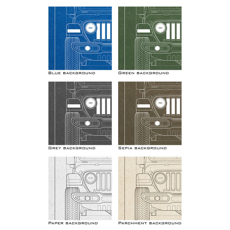 YJ Wrangler Jeep Blueprint - Unframed Wall Print - Etsy