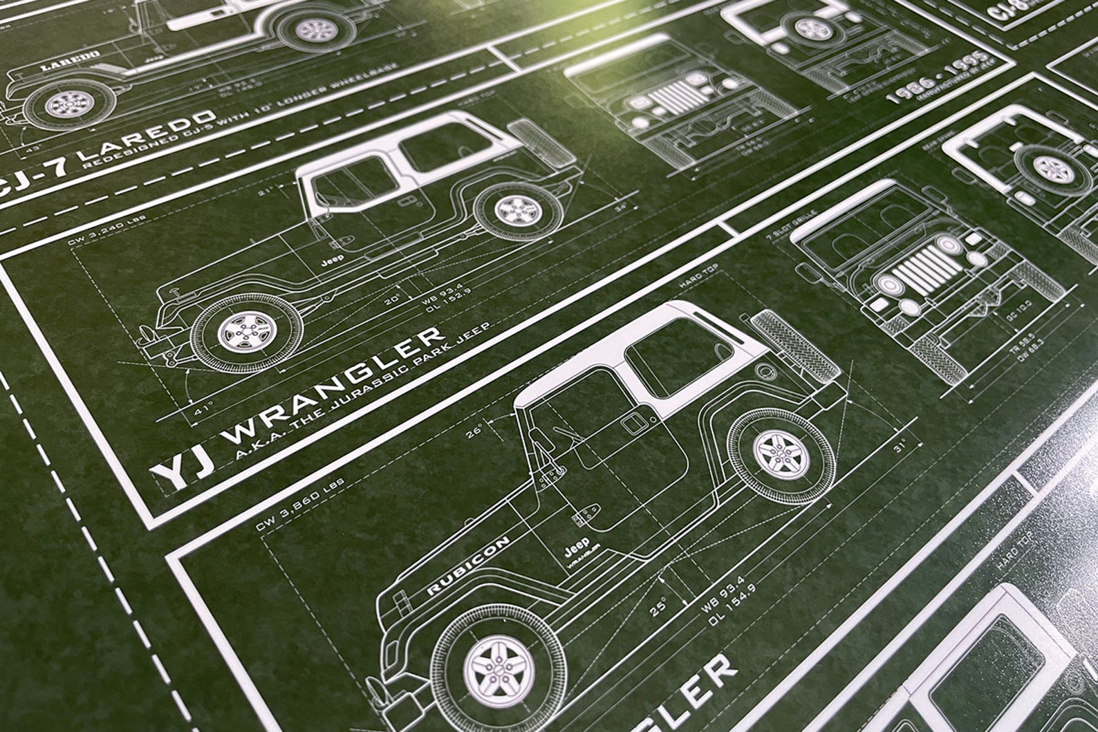 JLU Wrangler Jeep Blueprint - Unframed Wall Print - Etsy