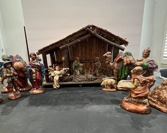 Vintage MCM 1950s Lithograph 3-dimensional Nativity Set Complete Cut ...