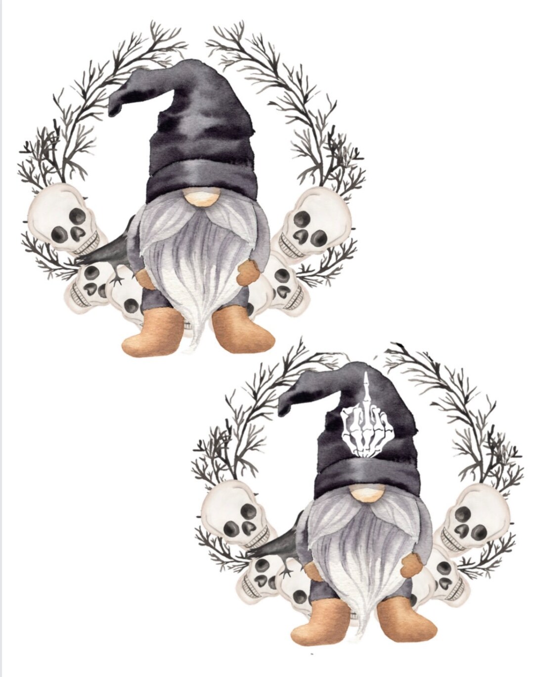 Skull Gnome Svg and Png Bundle Gothic Gnome Printable File Gnome and ...