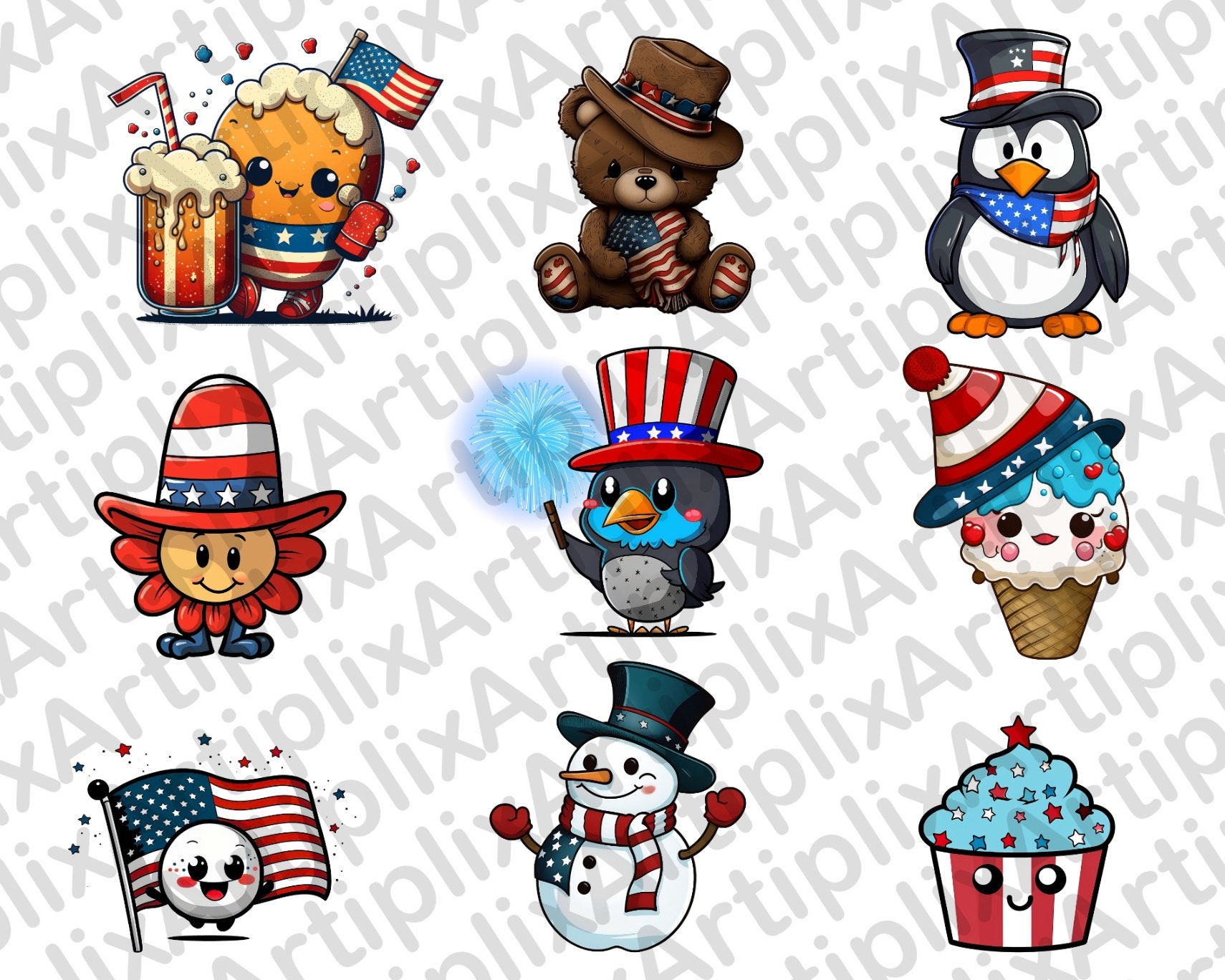 4th Of July Cartoon Characters