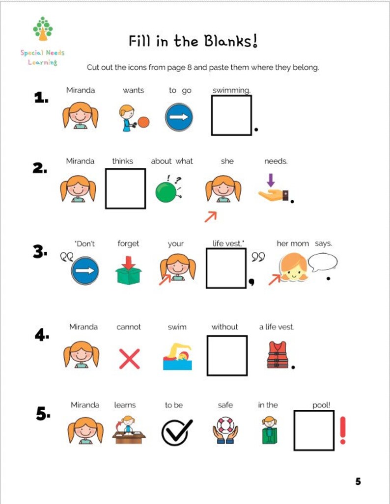 Swimming With Life Vest and Learn to Swim Rebus Social Story PDF ...